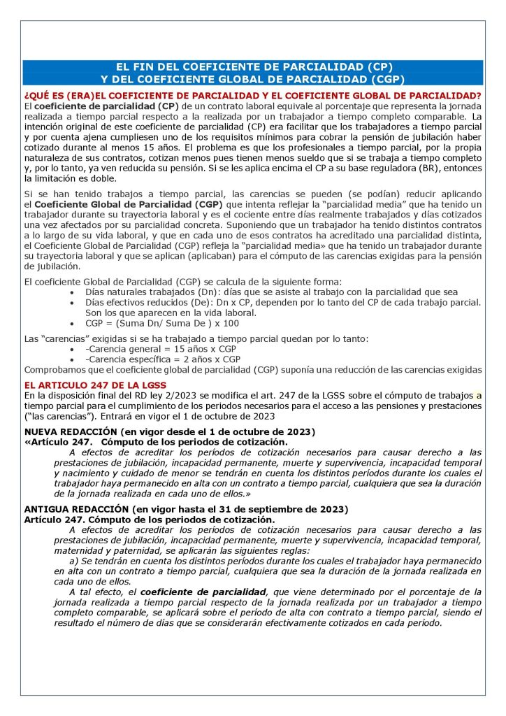 EL FIN DEL COEFICIENTE DE PARCIALIDAD (CP) Y DEL COEFICIENTE GLOBAL DE ...