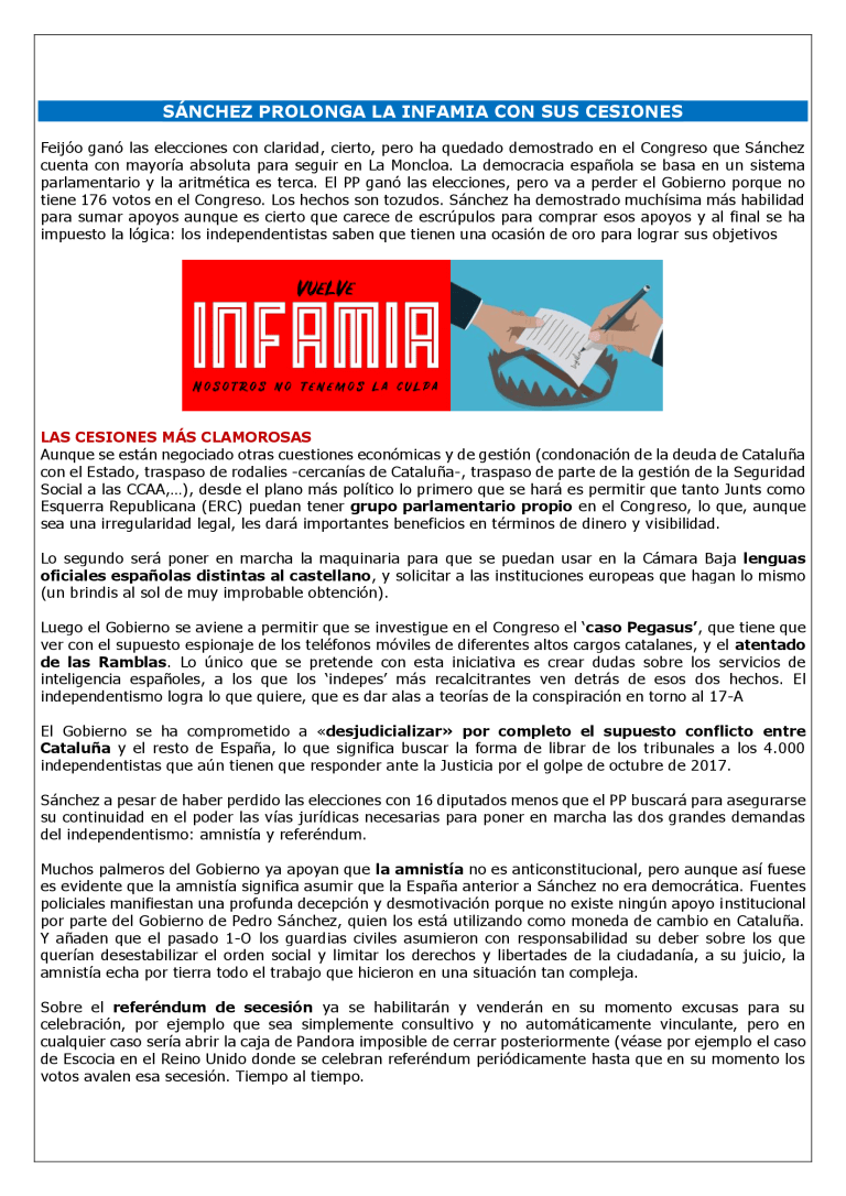 SÁNCHEZ PROLONGA LA INFAMIA CON SUS CESIONES - Laboral Pensiones