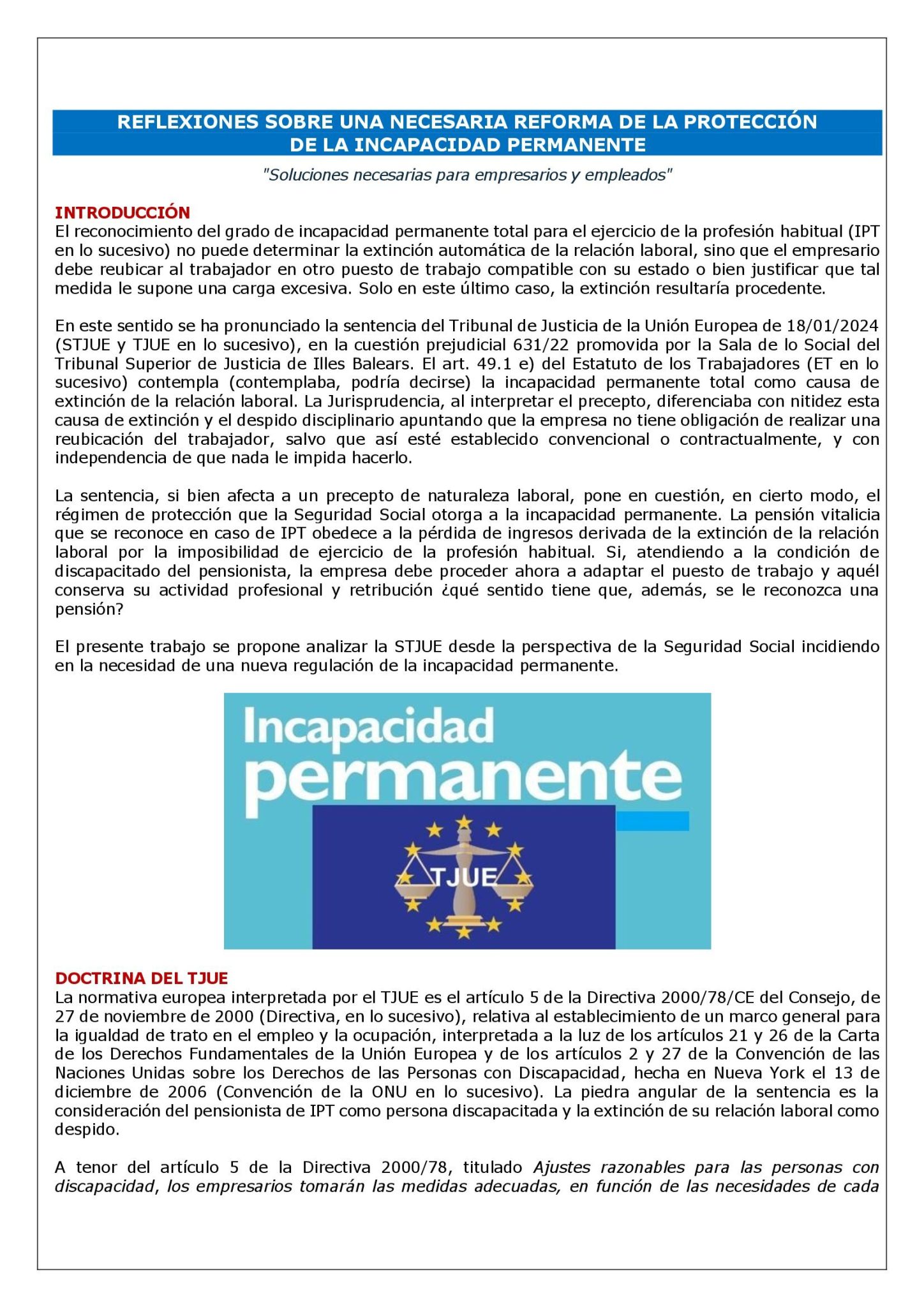 REFLEXIONES SOBRE UNA NECESARIA REFORMA DE LA PROTECCIÓN DE LA ...